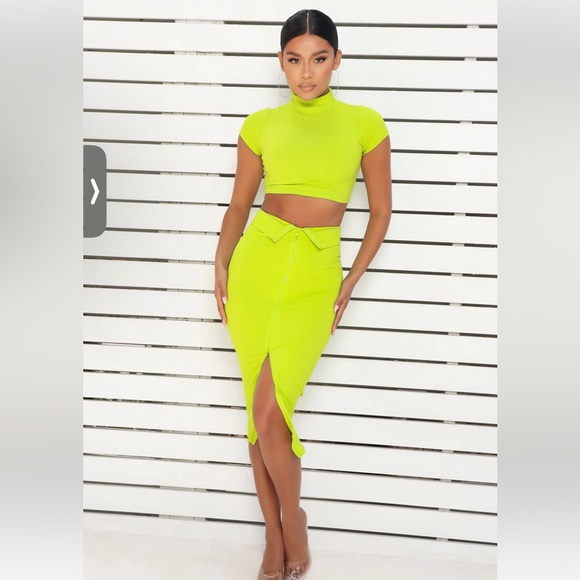 Fashion Nova | Skirts | Fashion Nova 2 Piece Lime Set | Poshmark